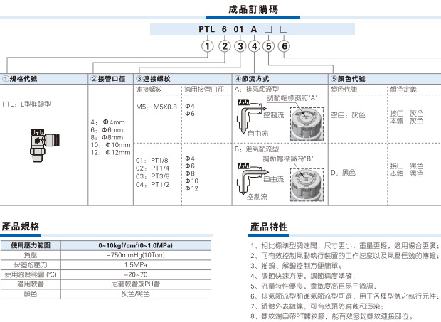 AirTAC亚德客推锁调速阀 PTL4M5A-M PTL401A-M PTL4M5B-M PTL401B-阿里巴巴