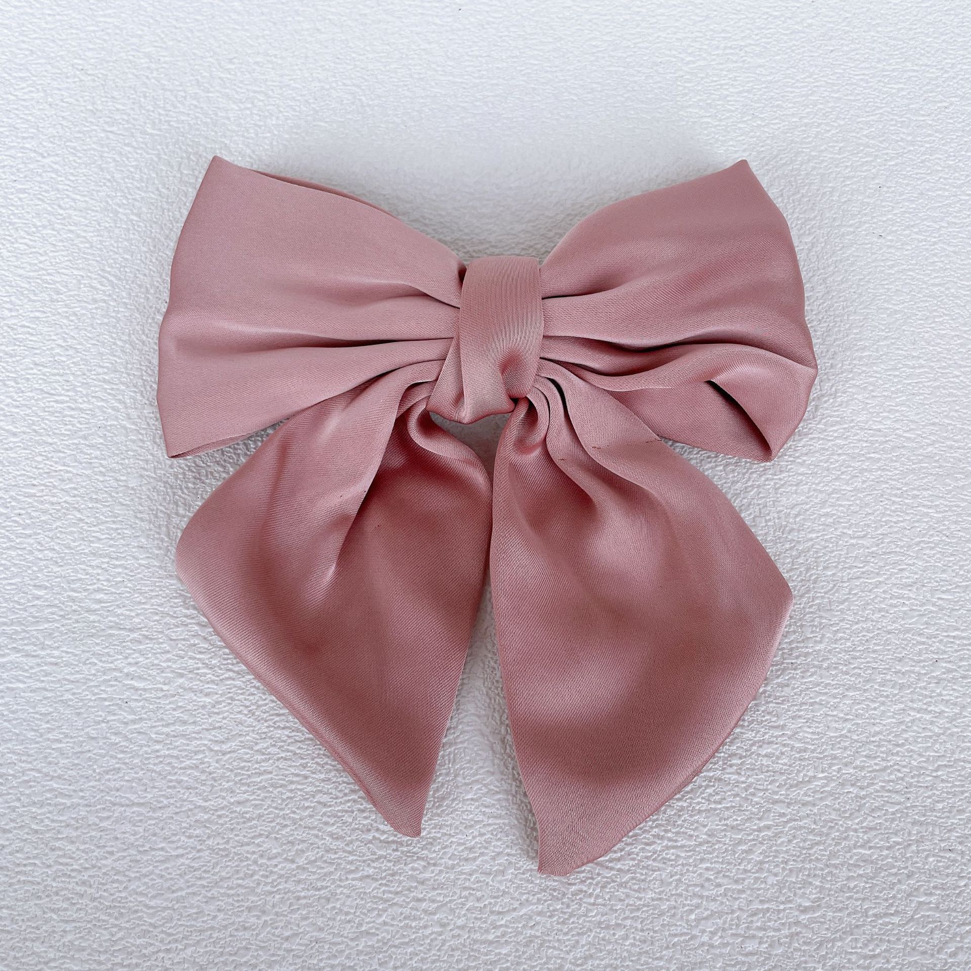 缎面纯色蝴蝶结弹簧夹女生后脑勺优雅夏季头饰顶夹大号飘带发卡发-阿里巴巴