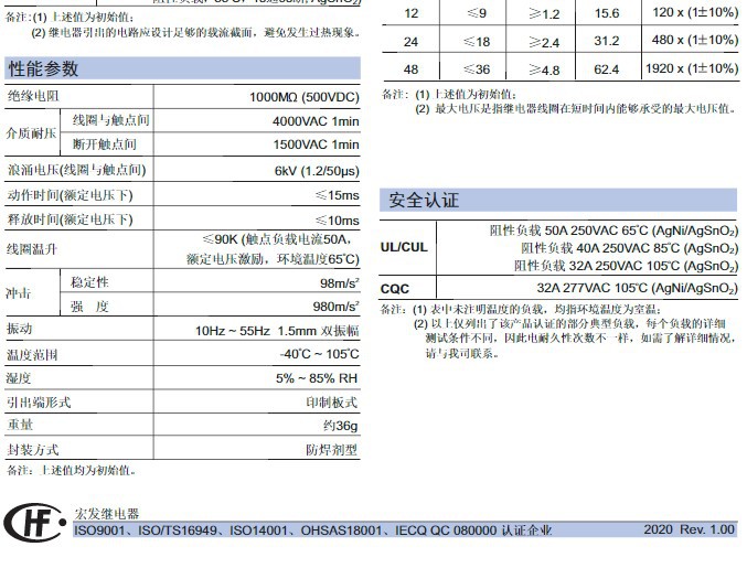 HF165F-50-12-HT 012VDC一组常开4脚50A250VAC宏发大功率继电器-阿里巴巴
