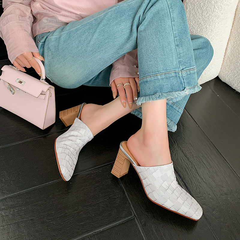 CHIKO Xaviera Square Toe Chunky Heels Clogs/Mules Shoes