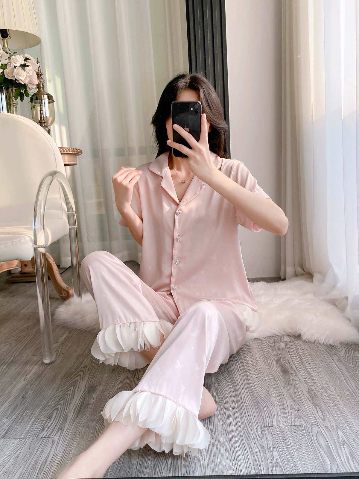 シルク100% パジャマ 25匁 長ズボン 部屋着 シルク おしゃれ