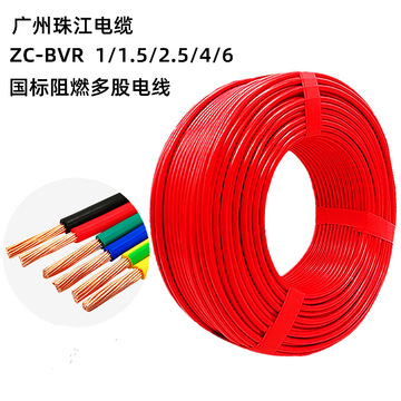 厂家直营珠江ZC-BVR 1 1.5 2.5 4 6平方国标阻燃多股铜芯电线家用-阿里巴巴