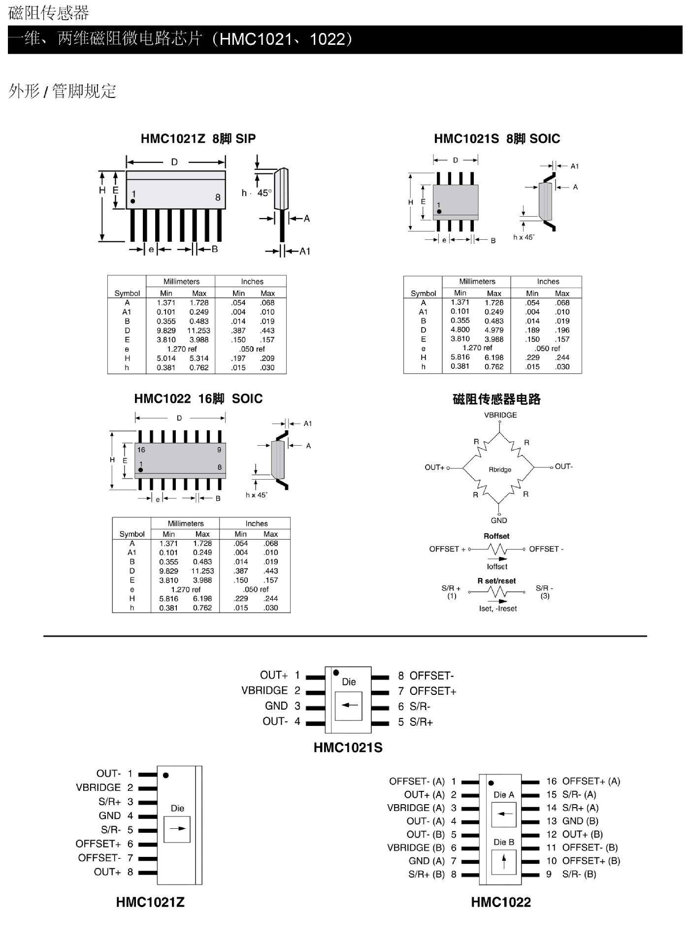 honeywell HMC1021/1022磁阻传感器-阿里巴巴