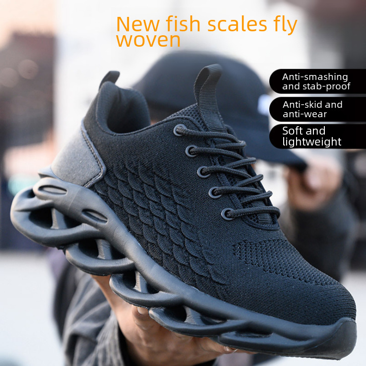 Safety Shoes Men's Anti-smashing and Anti-piercing Flying Woven Twist ...