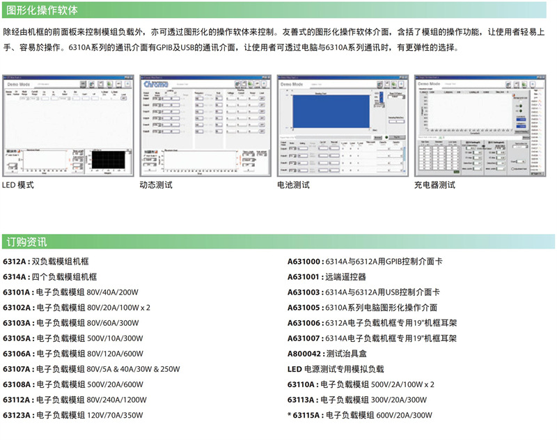 Chroma致茂6312A/6314A/63101A多路可编程直流电子负载 6310A系列-阿里巴巴