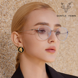 SK3001新款2025时尚简约平光镜女金属框半钛腿圆形防蓝光框架眼镜-阿里巴巴