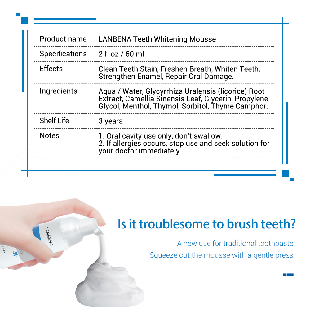 LANBENA牙齿洁牙慕斯Teeth Whitening Mousse 60ml速卖通虾皮热销-阿里巴巴
