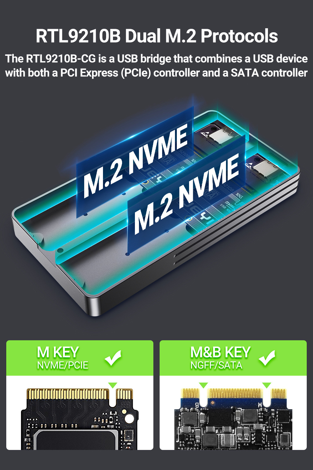 JEYI 斑马双盘 M.2 NVMe SATA SSD USB 3.2 Gen 2 10G-阿里巴巴