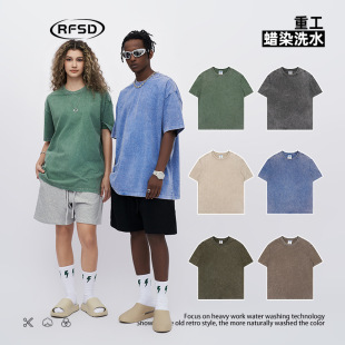 RFSD男装|巴家平替新款水洗圆领短袖美式285G重磅潮牌T恤男-阿里巴巴