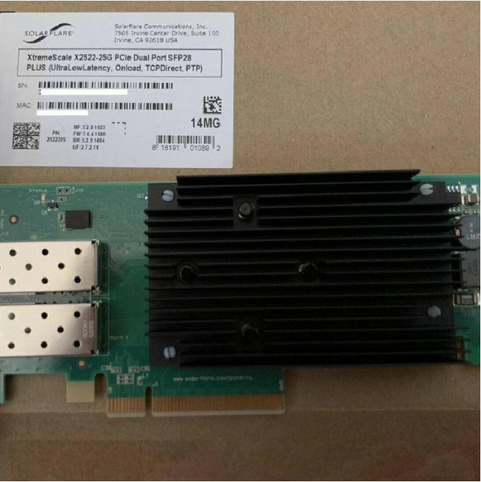 全新Solarflare X2522-25G-PLUS 双口SFP28 低延迟万兆金融网卡-阿里巴巴