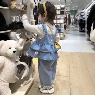 女童春装套装儿童牛仔裤吊带裙中小童二件套韩范套装韩系春秋新款-阿里巴巴