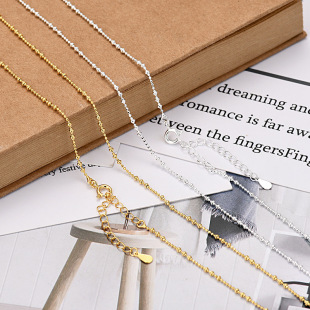 S925纯银超闪车花圆珠项链女ins素链冷谈风极简欧美韩版网红颈链-阿里巴巴