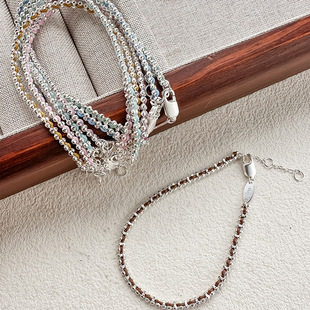 S925纯银简约时髦百搭手工编织红绳银珠字母redline手链手环-阿里巴巴