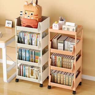 移动书架置物架落地多层带轮客厅卧室宿舍儿童小书柜小推车收纳架-阿里巴巴