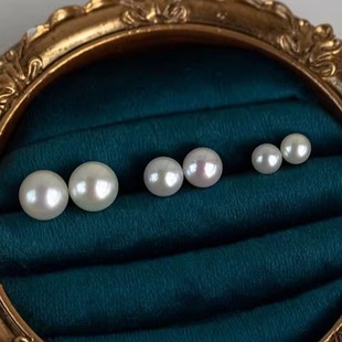 镇店之宝！正品天然诸暨6A强光扁圆淡水珍珠S925纯银耳钉高级感-阿里巴巴
