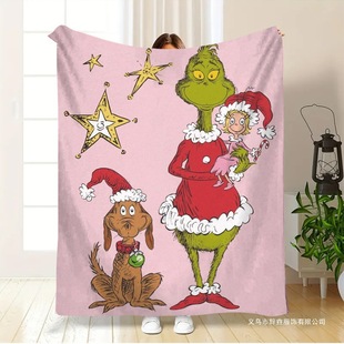 圣诞怪杰跨境TEMU爆款毛毯 格林奇The Grinch法兰绒毯子沙发盖毯-阿里巴巴