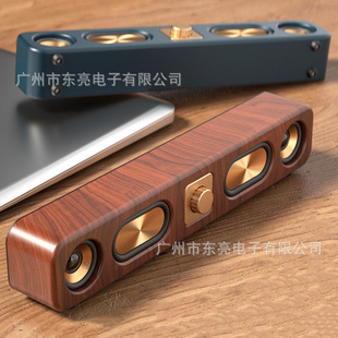 E-3404 跨境复古木色无线蓝牙音箱 双喇叭长条插卡桌面音响收音机-阿里巴巴