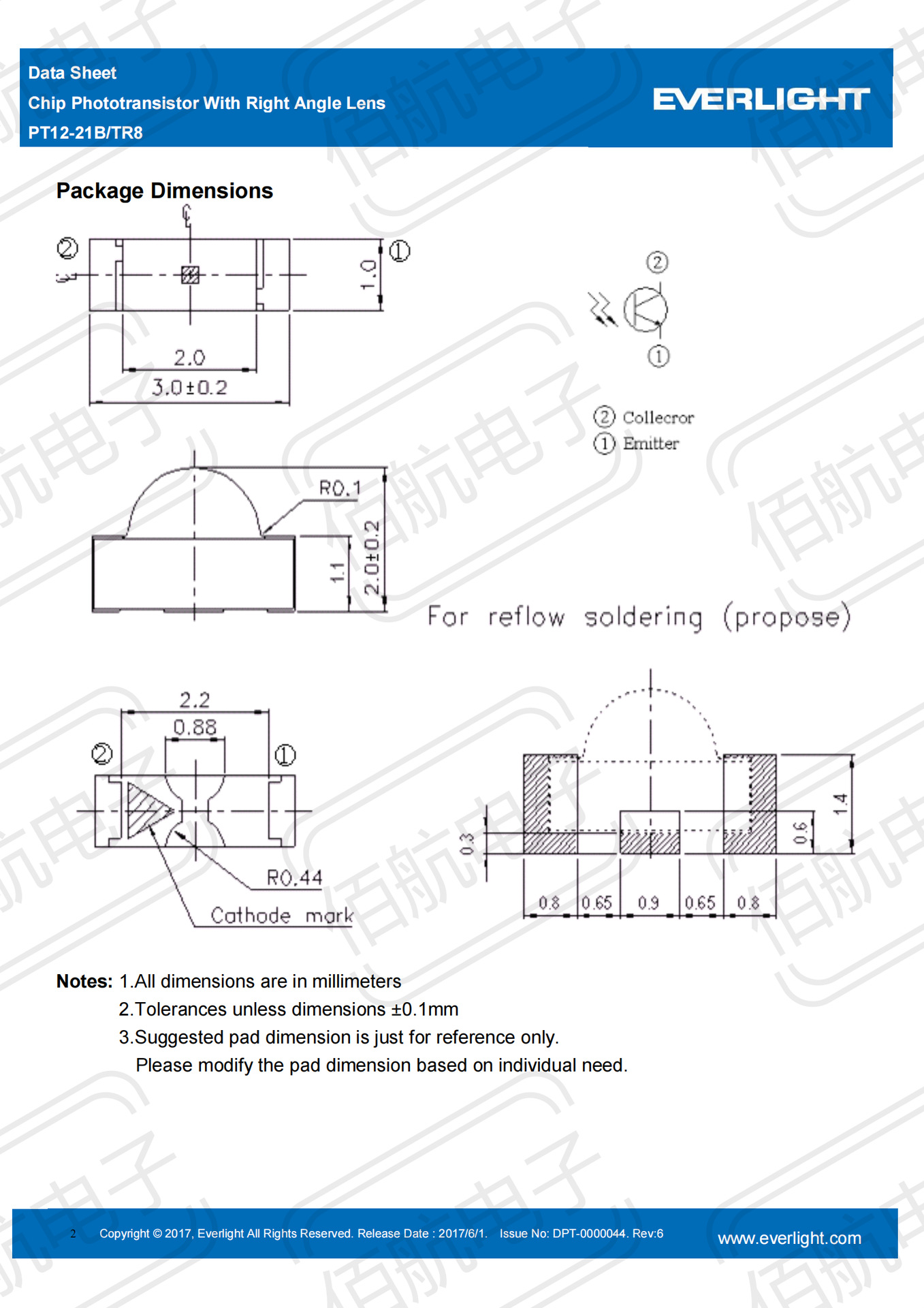 PT12-21B/TR8亿光原装1206侧面贴片红外接收管光敏三极管超薄侧面-阿里巴巴
