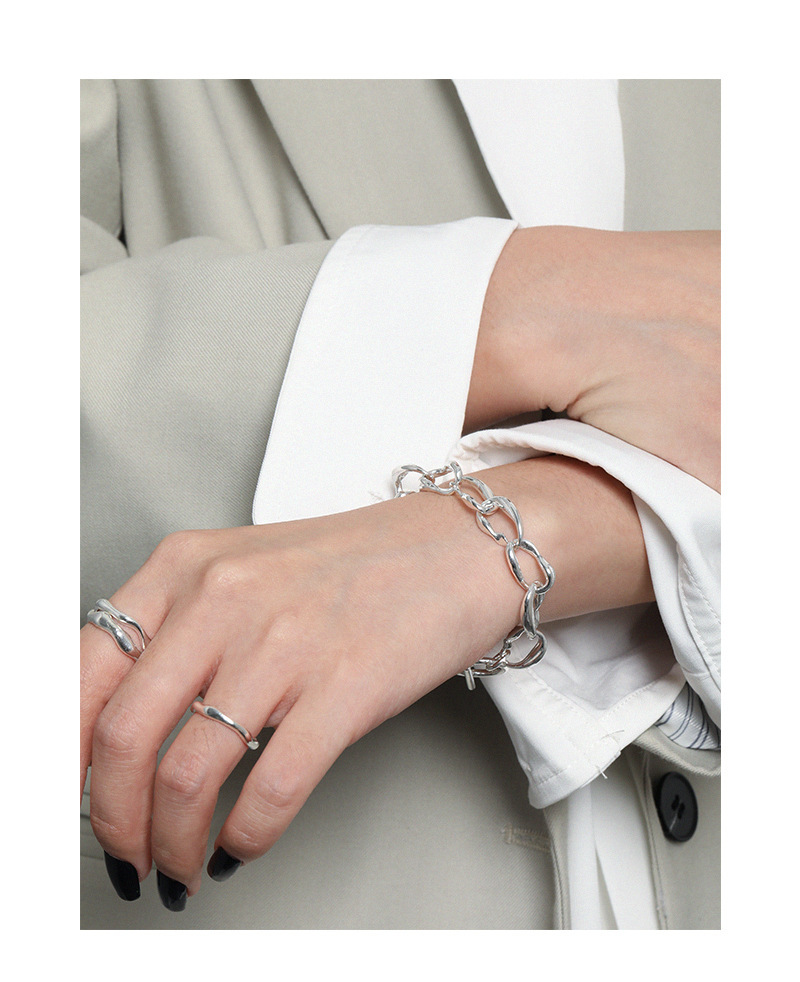 SL106韩版ins小众设计极简百搭冷淡风OT扣链条质感S925纯银手链女-阿里巴巴