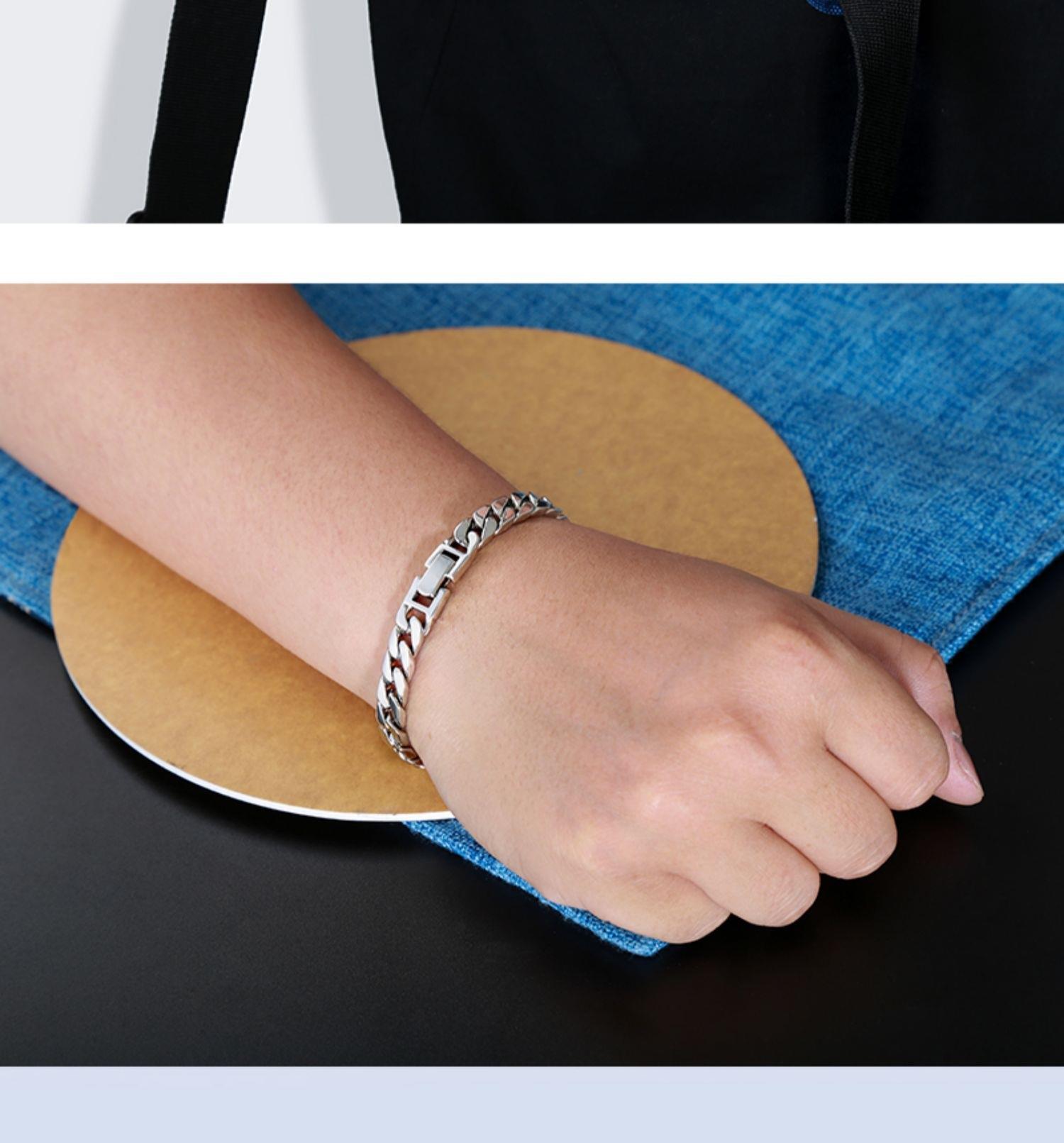 925银材质简约时尚复古泰银工艺男女情侣款个性潮流压扣古巴链-阿里巴巴