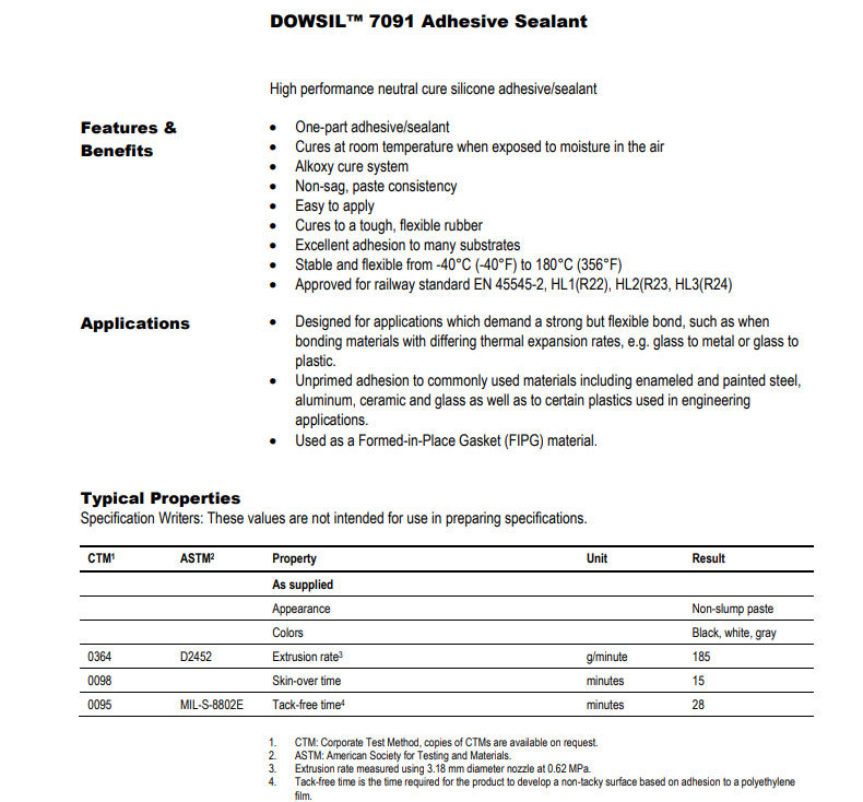 Dowsil陶熙道康宁7091 玻璃胶 密封胶DC7091 绝缘防水胶 耐高温胶-阿里巴巴