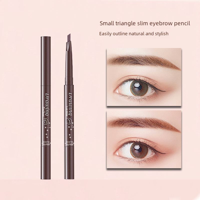 Ultra fine triangle double head eyebrow pencil automatic rotation three ...