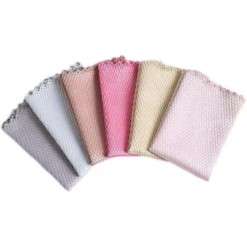 Fasimiyu ในสต็อก Rag Fish Scale ทำความสะอาดกระจกขนาดใหญ่ผ้าขนหนูหนา Oil ...