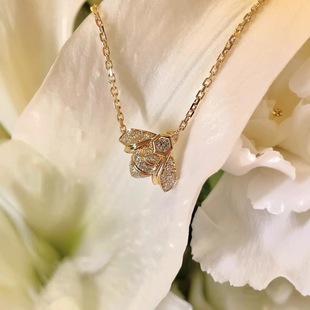 尚家高版蜜蜂项链s925银镀18K金CNC精工艺镶钻网红同款个性冷淡风-阿里巴巴