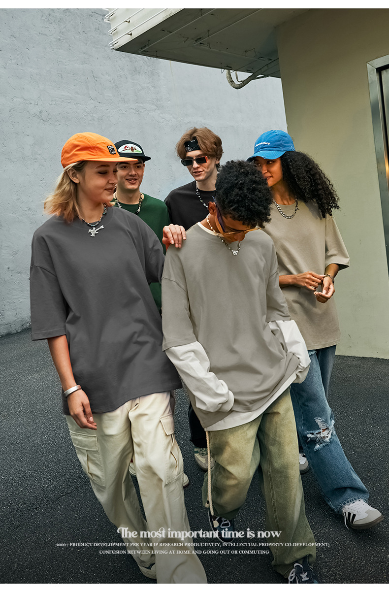 捷展男装|265G宽松短袖2025夏季精梳棉大地色FOG潮牌T恤2.0优化版-阿里巴巴