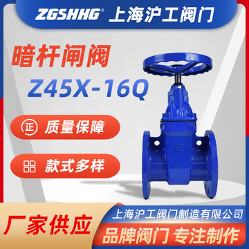 上海沪工弹性座封暗杆闸阀Z45X-16Q DN100球墨铸铁法兰暗杆软密封-阿里巴巴