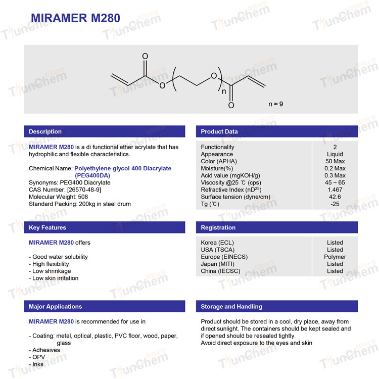 韩国美源M280 UV单体PEG400DA 水溶性丙烯酸酯 光固化稀释剂-阿里巴巴