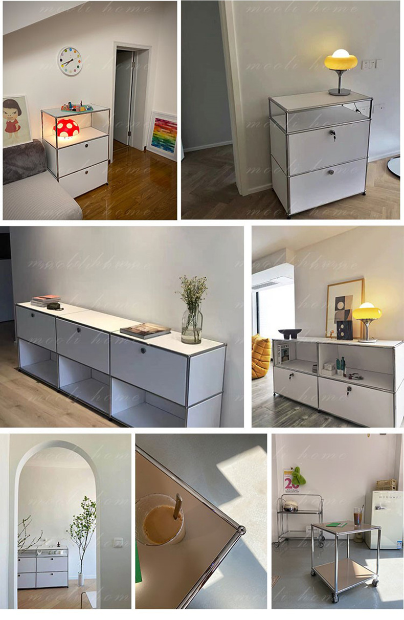 中古usm模块柜子组合不锈钢多功能简约ins风装饰餐边柜收纳柜斗柜-阿里巴巴