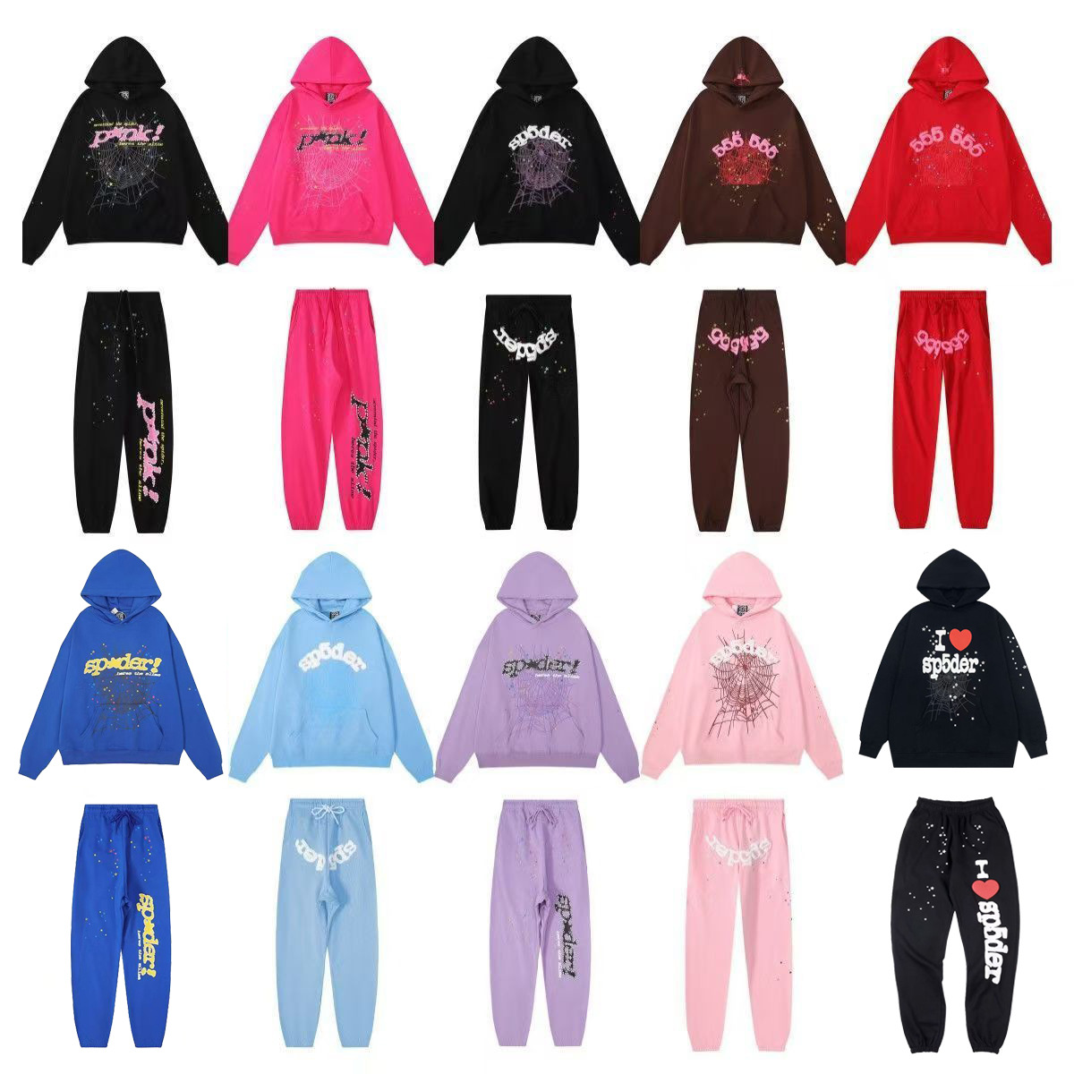 工厂现货跨境美式450G糕绒加厚Sp5der hoodie潮流印花卫衣连帽-阿里巴巴