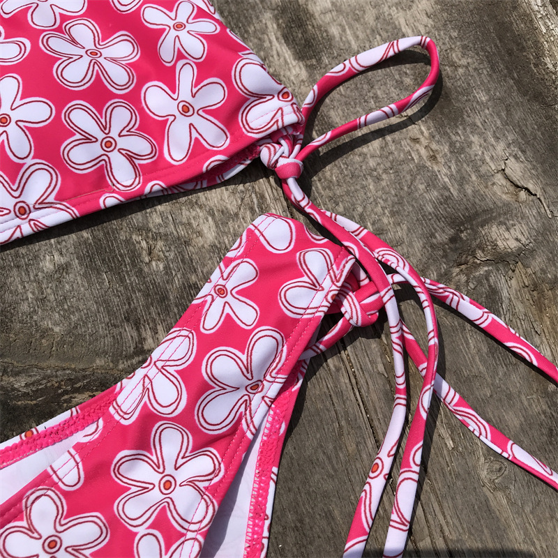 Summer Sexy Flower Print Micro Bikini Set Brazilian Bathing Suit for Women