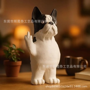 跨境French Bulldog middle finger statue法国斗牛犬竖中指雕像-阿里巴巴