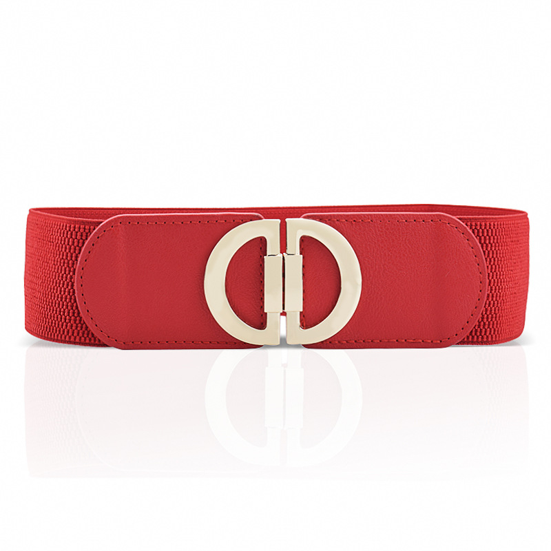 Classic Letter D buckle women elastic corset belt,