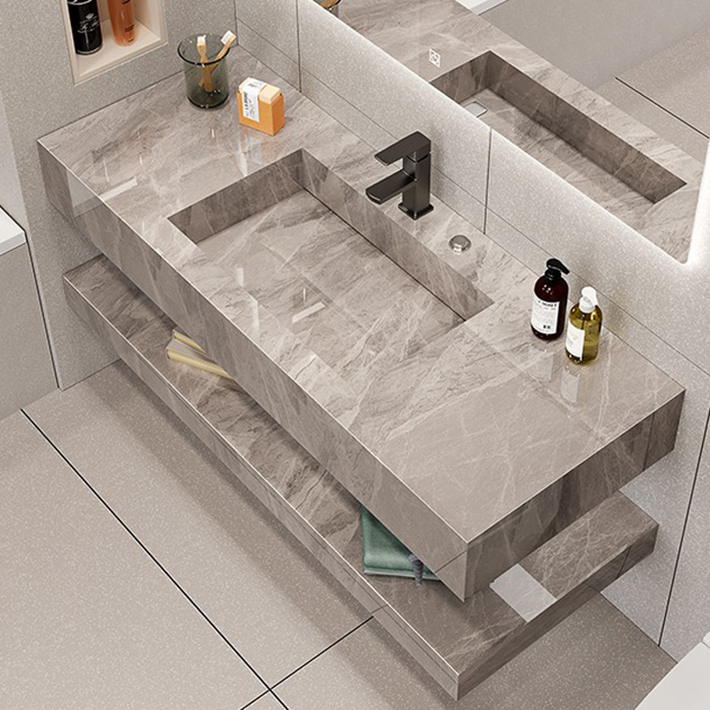 Light luxury Rock plate bathroom cabinet integrated basin bathroom ...