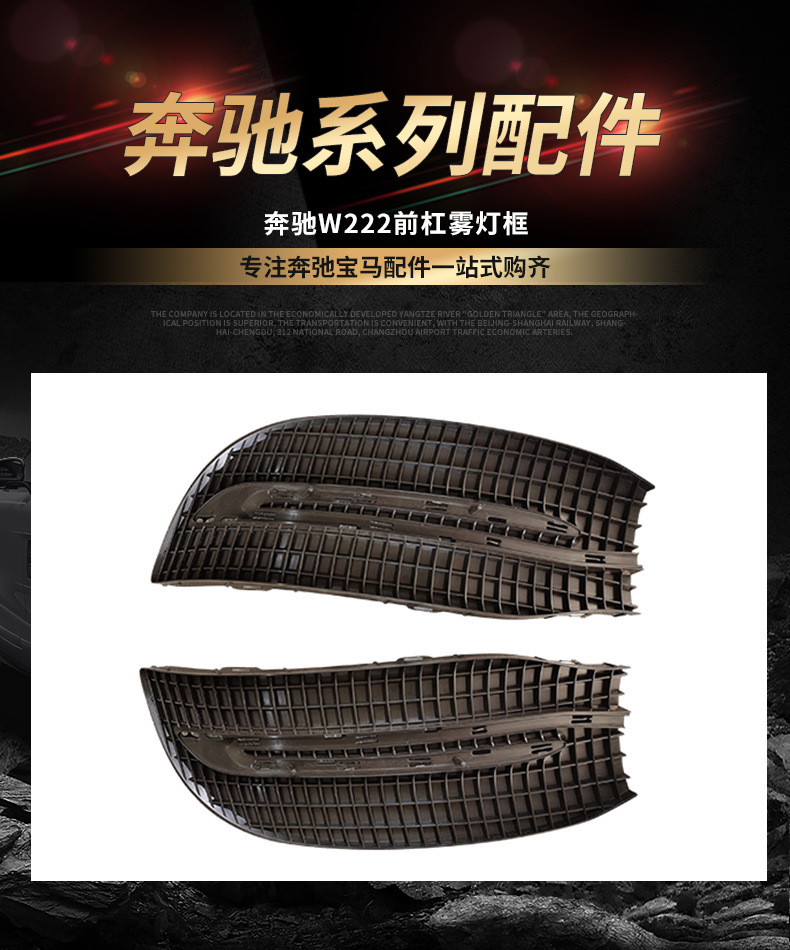 适用奔驰18款S级W222前杠雾灯框雾灯盖板网格S400S450S500S550AMG-阿里巴巴