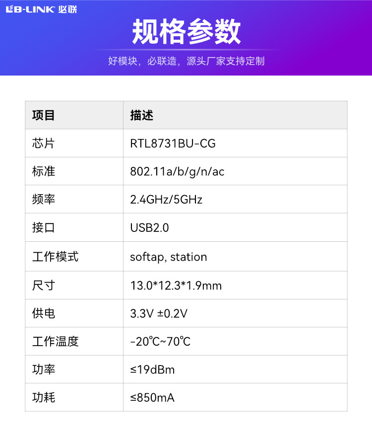 BL-M8731BU2无线图传RTL8731BU双频5G海奇同屏投影WIFI模块6131EU-阿里巴巴