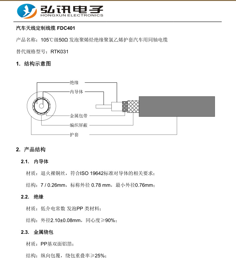 FDC-401/RTK-031汽车天线射频同轴信号电缆-阿里巴巴