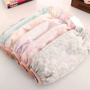 烫金袖套双层网纱防水长款袖筒印花粉色女士秋冬季成人防污套袖头-阿里巴巴