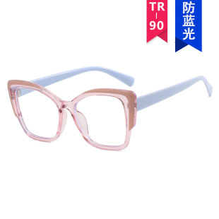 欧美眼镜架网红2023新款猫眼眼镜框TR90防蓝光ins大框素颜平光镜-阿里巴巴