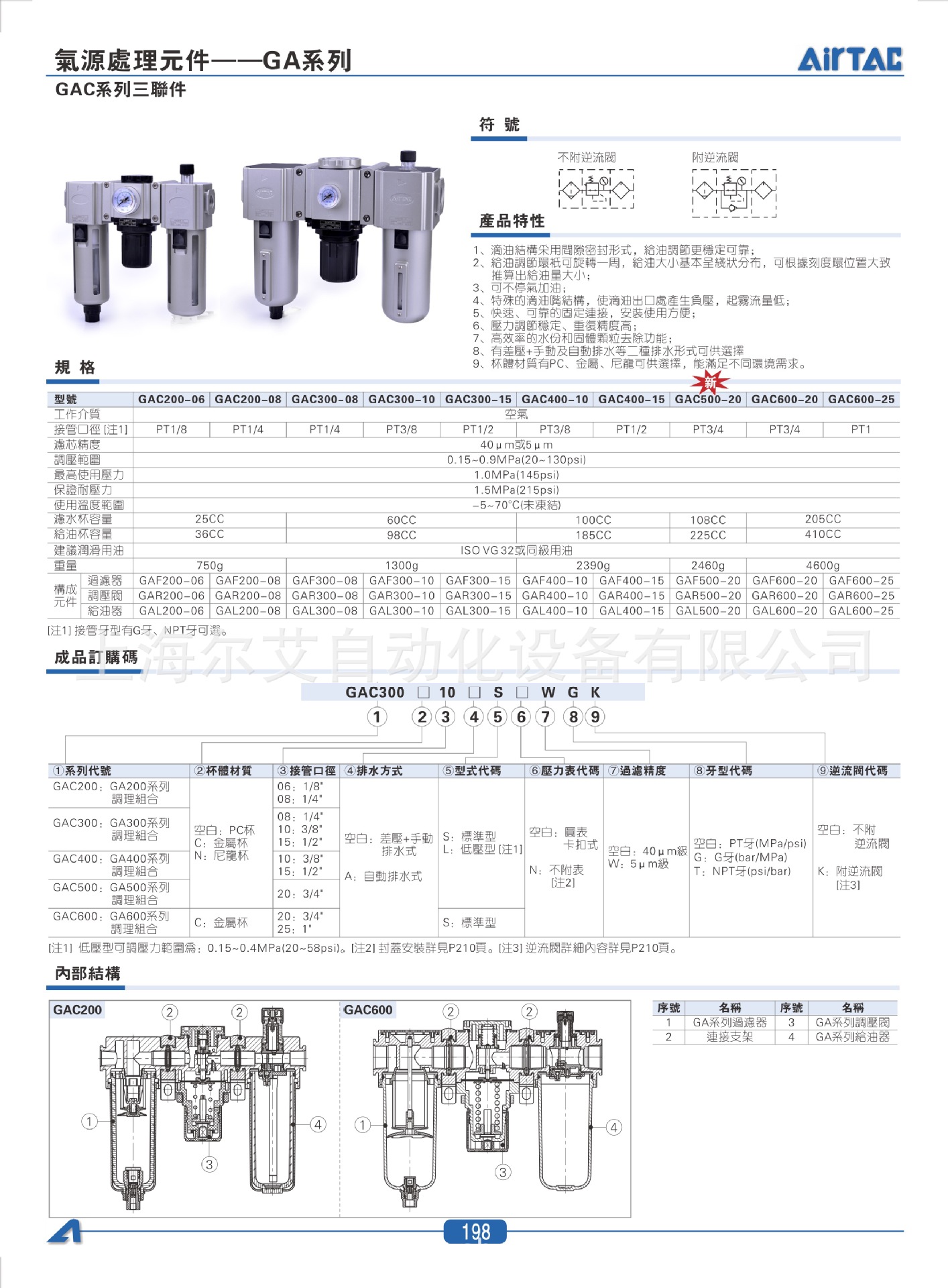 亚德客气源三联件 GAC200-08S GAC300-10S GAC400-15S GAC500 600-阿里巴巴
