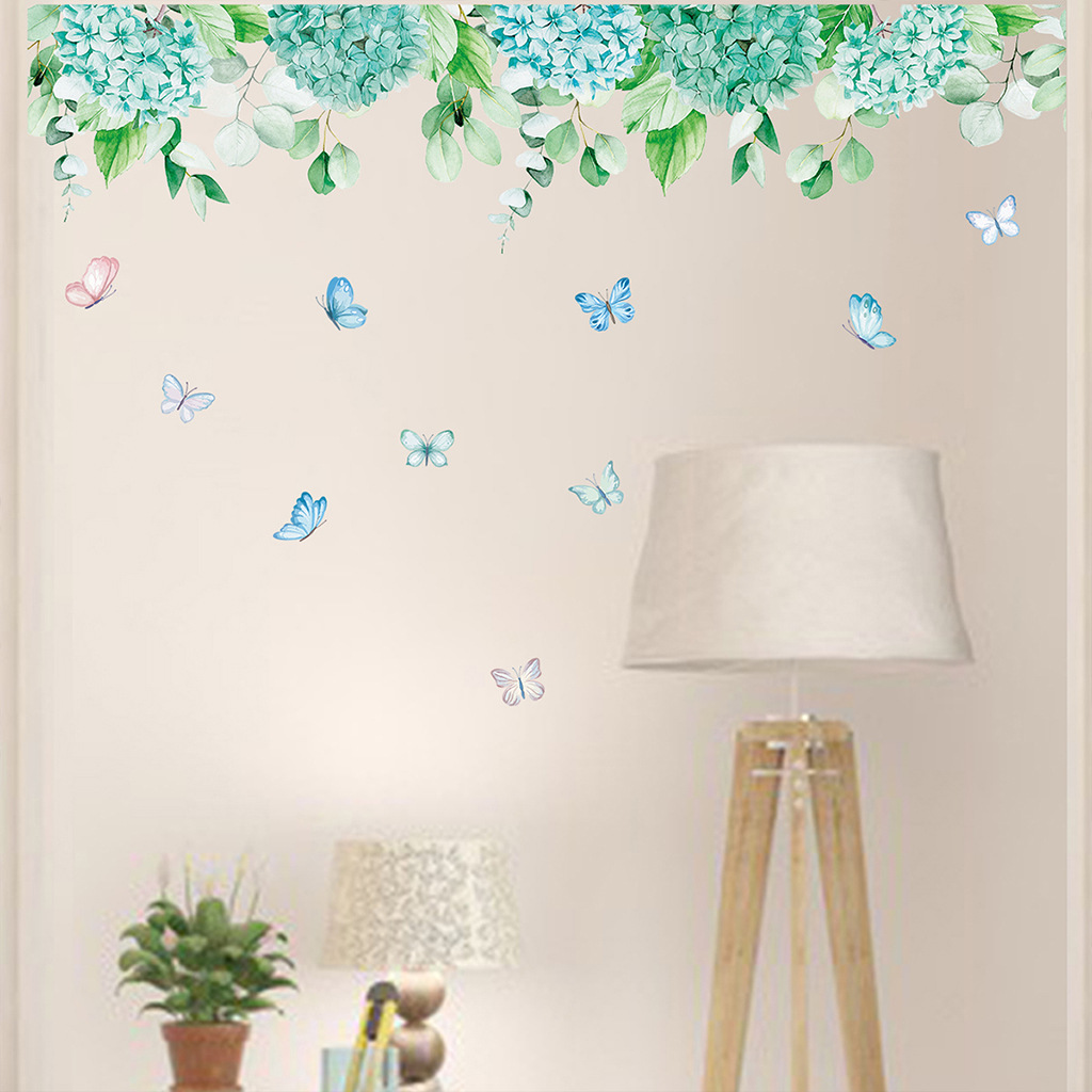 绿植藤蔓蝴蝶自粘PVC贴纸 JS-N0跨境定 制客厅卧室窗户装饰墙贴-阿里巴巴