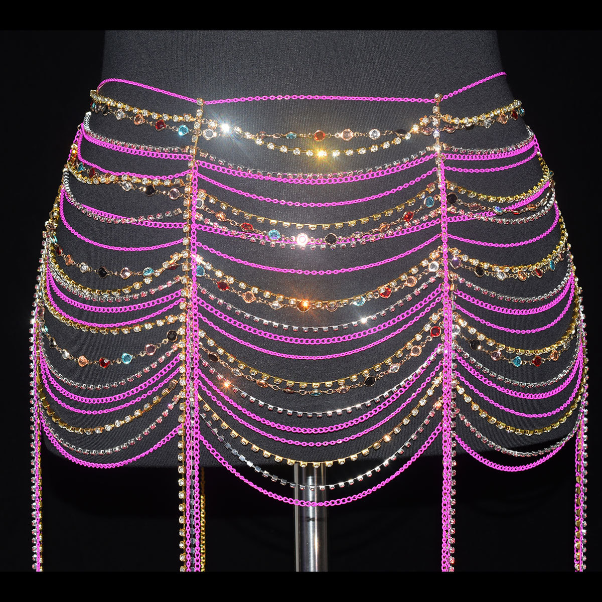 腰链 body chain 性感闪亮流苏彩钻链子个性混搭裙子肚皮舞身体链-阿里巴巴