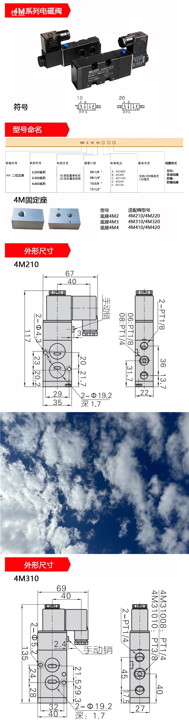 气动板式电磁阀4M310-08 4M210-08/DC24V AC220V气动头控制阀-阿里巴巴
