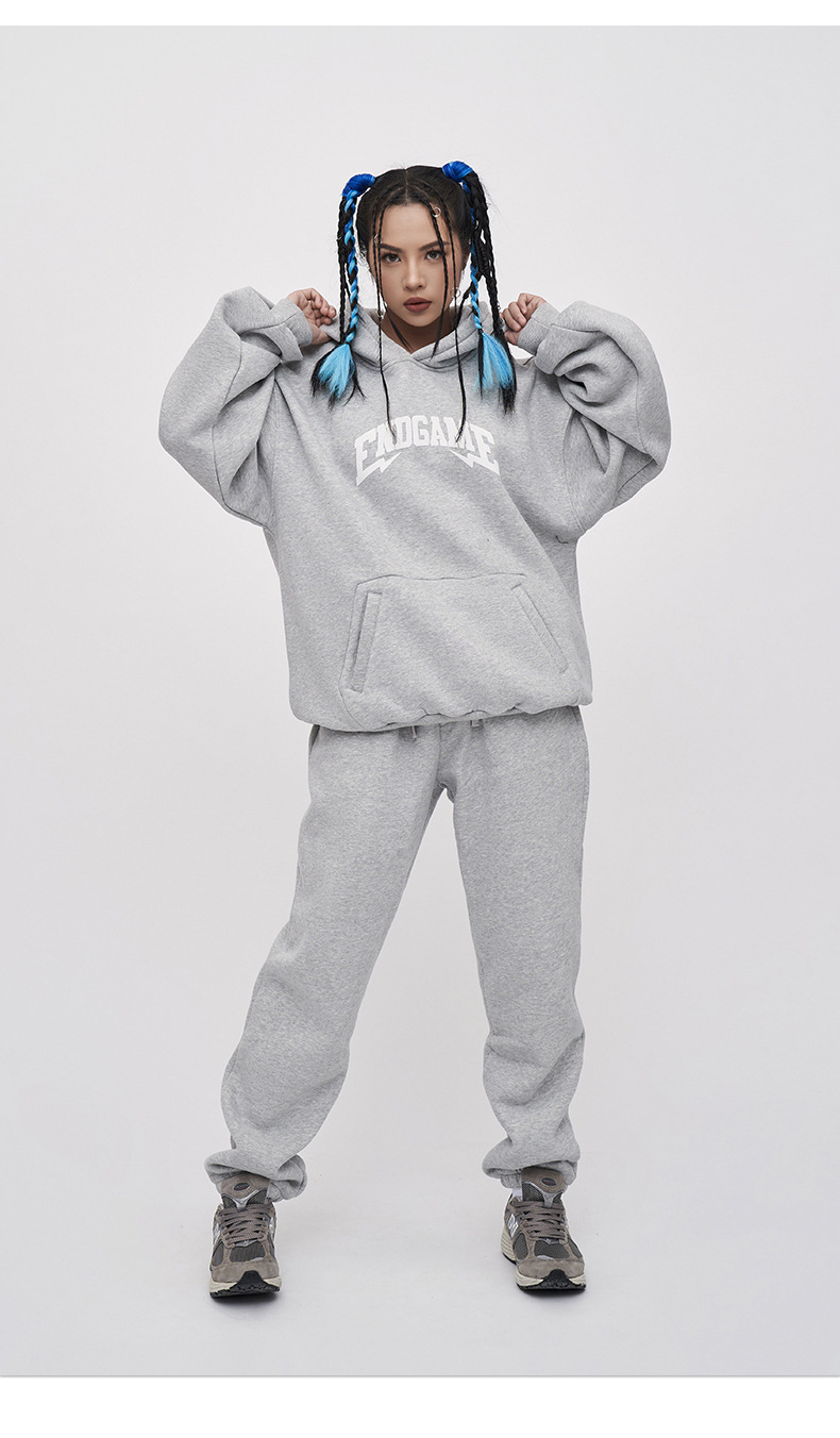 RFSD男装|2023秋冬380g加绒连帽卫衣发泡印花卫衣男士宽松上衣-阿里巴巴