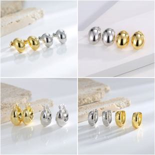 真金电镀银针豆豆耳环 ins金属耳钉 新年新款爆款潮高级感耳饰女-阿里巴巴
