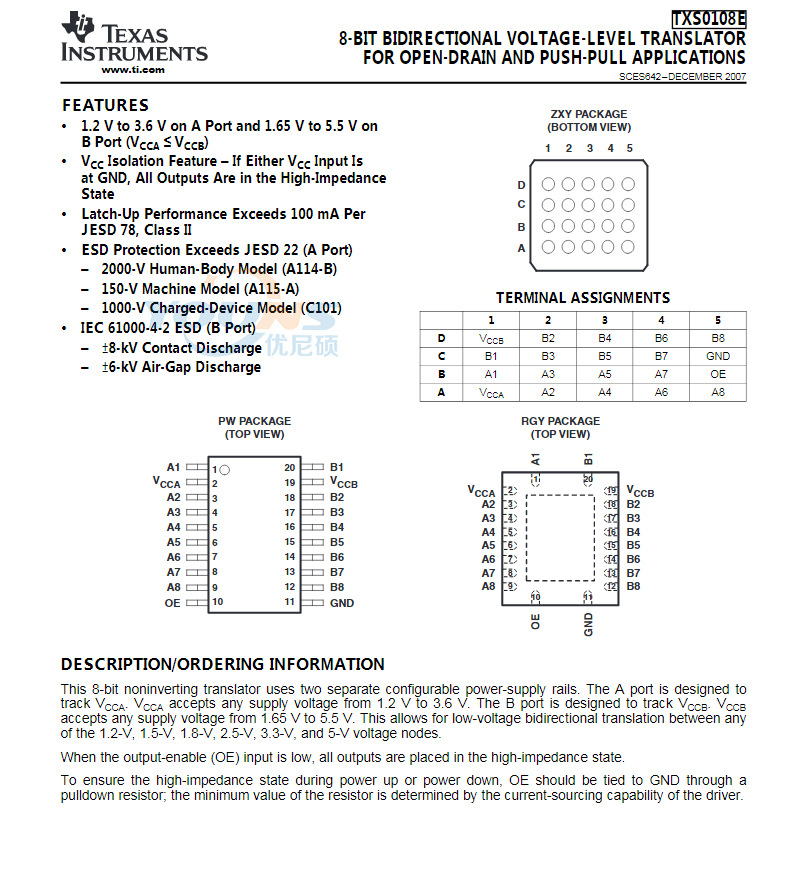 TXS0108EPWR丝印YF08E 贴片TSSPOP-20 电平转换器芯片IC TI德州-阿里巴巴
