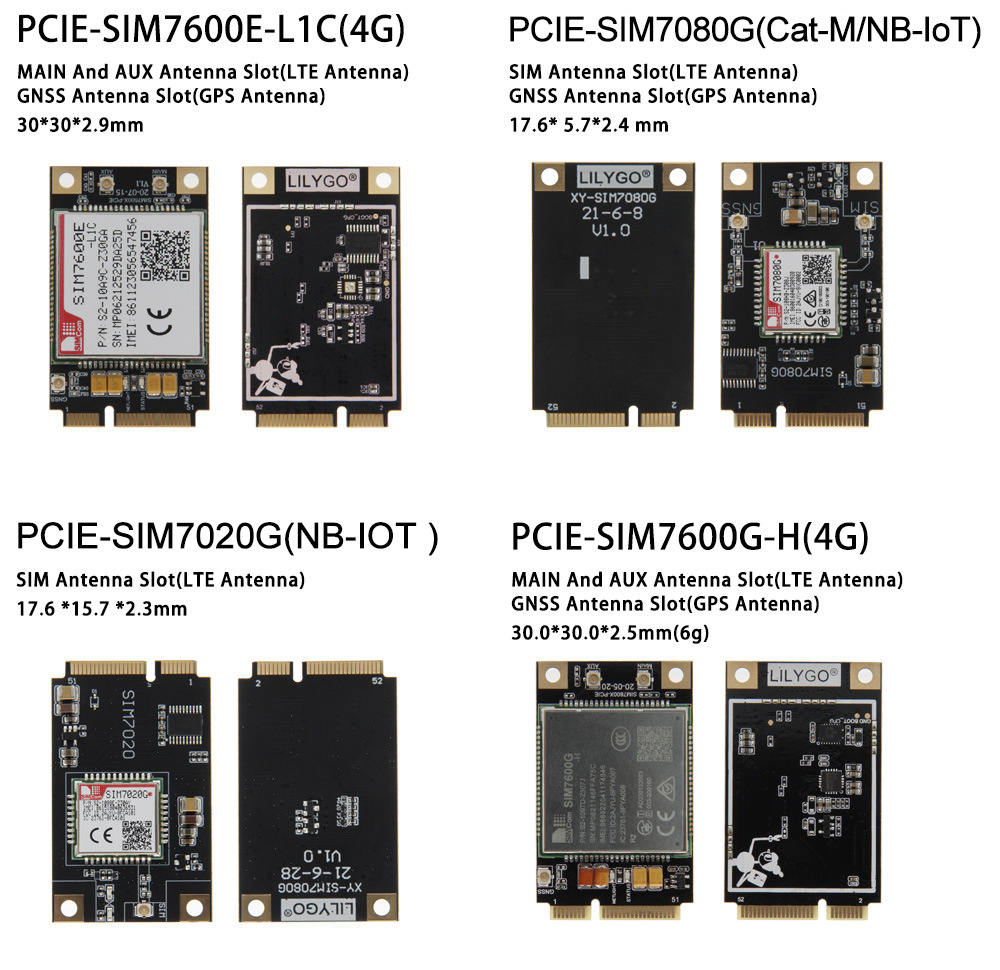 LILYGO® T-PCIE ESP32 PMU 2G 3G NB-IOT 4G CAT1 CAT4 GPS-阿里巴巴